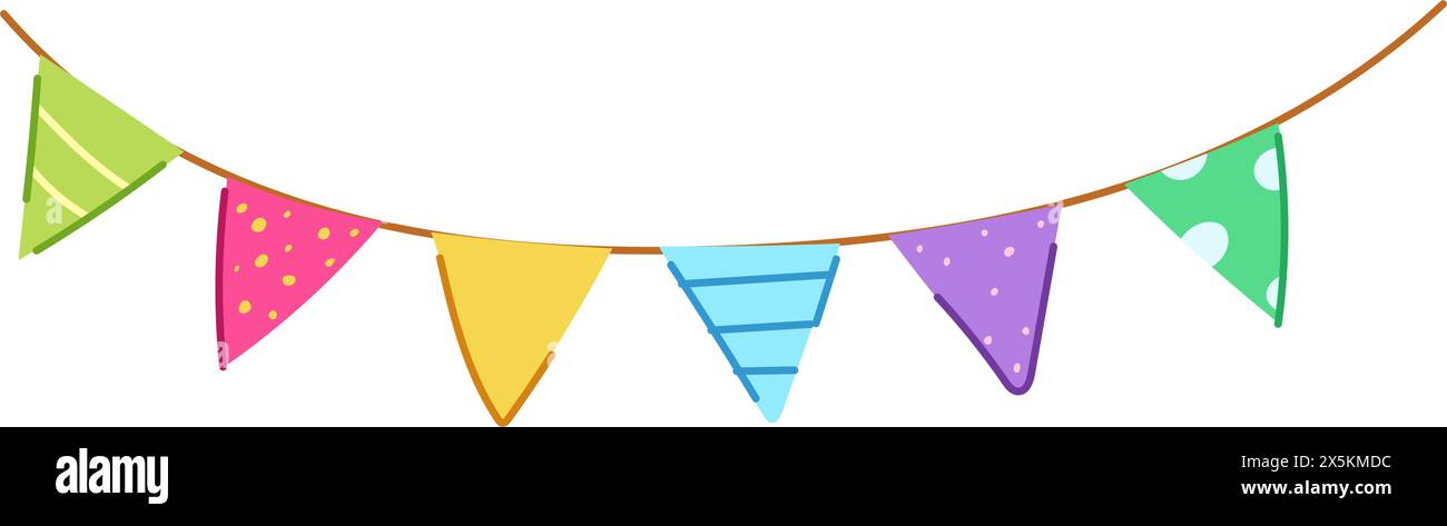 party birthday flags cartoon vector illustration Stock Vector Image ...