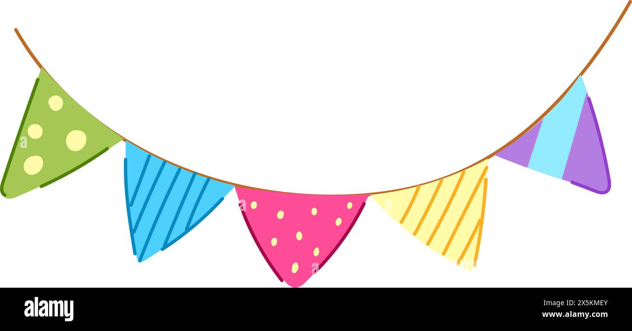 happy birthday flags cartoon vector illustration Stock Vector Image ...