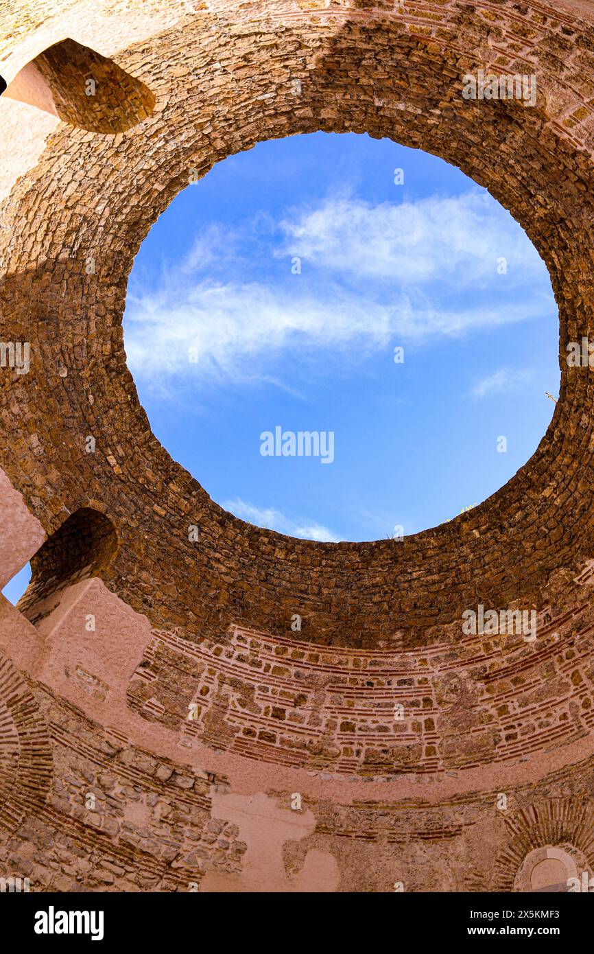 Split, Croatia. Sky opening oculus, ancient limestone palace Stock ...