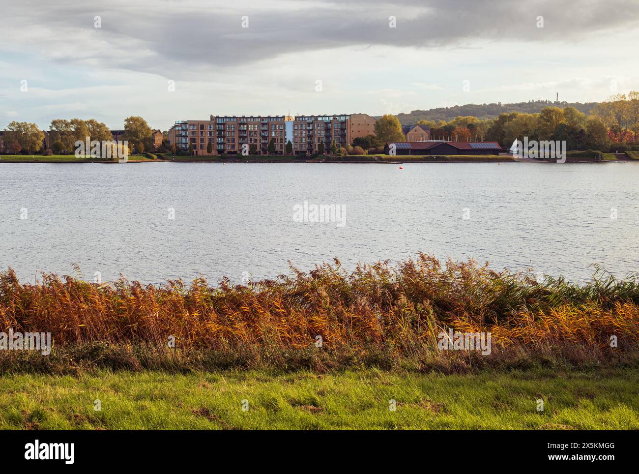 Autumn Lakeside view with residential area Stock Photo - Alamy