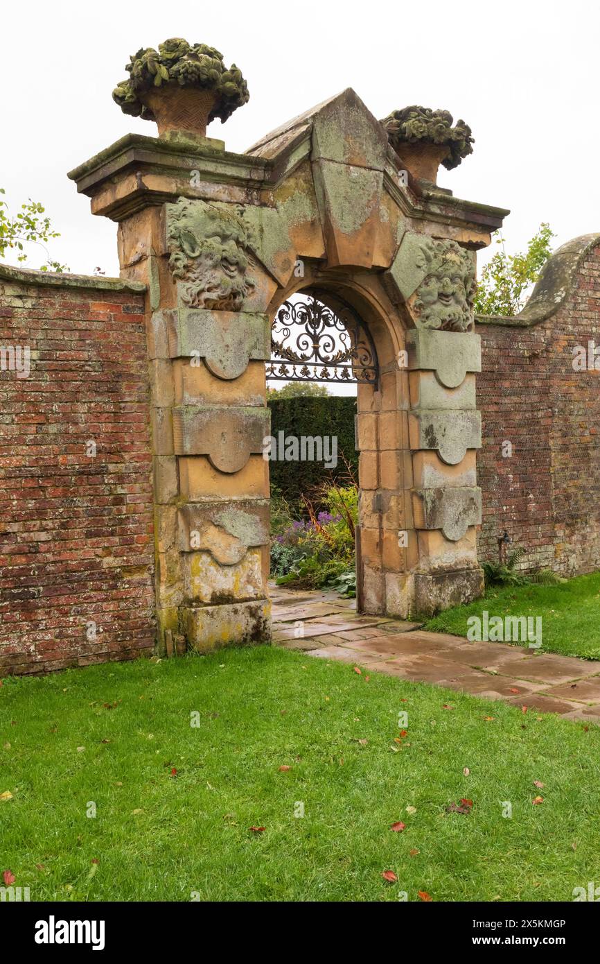 England, North Yorkshire, Henderskelfe. Castle Howard, gate. Seat of Carlisle branch of the ...