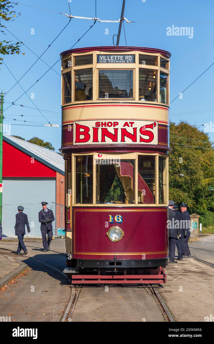 England, County Durham, Stanley. Beamish Museum. Trolley and street ...