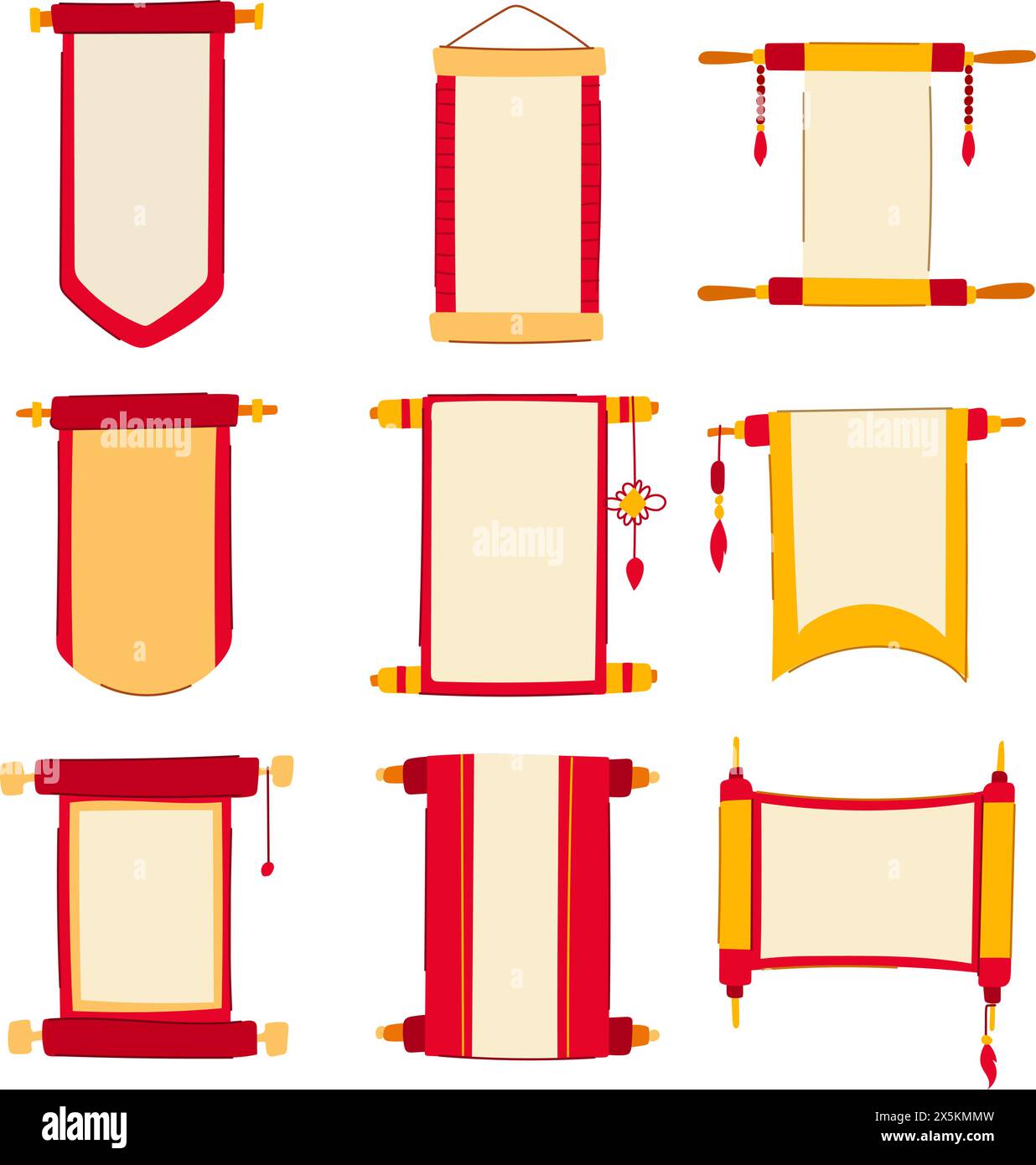 chinese scroll set cartoon vector illustration Stock Vector Image & Art ...