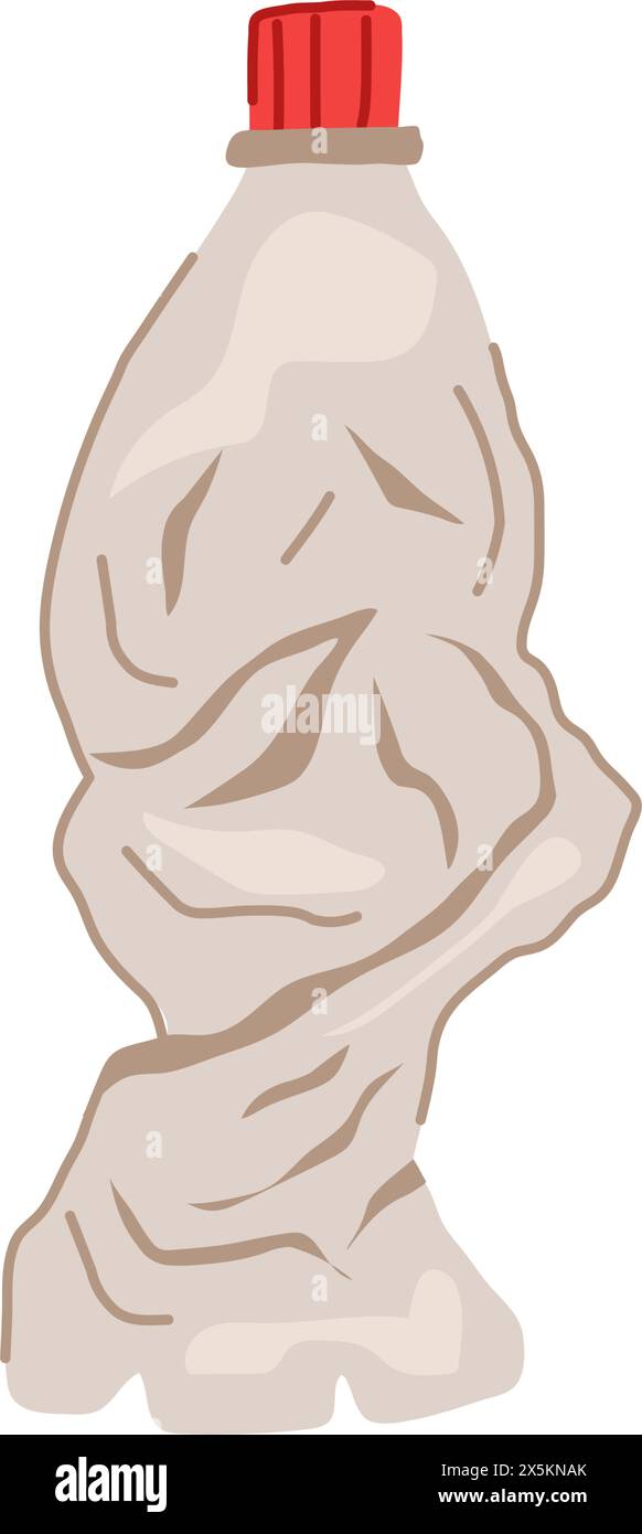 used crumpled plastic bottle cartoon vector illustration Stock Vector ...