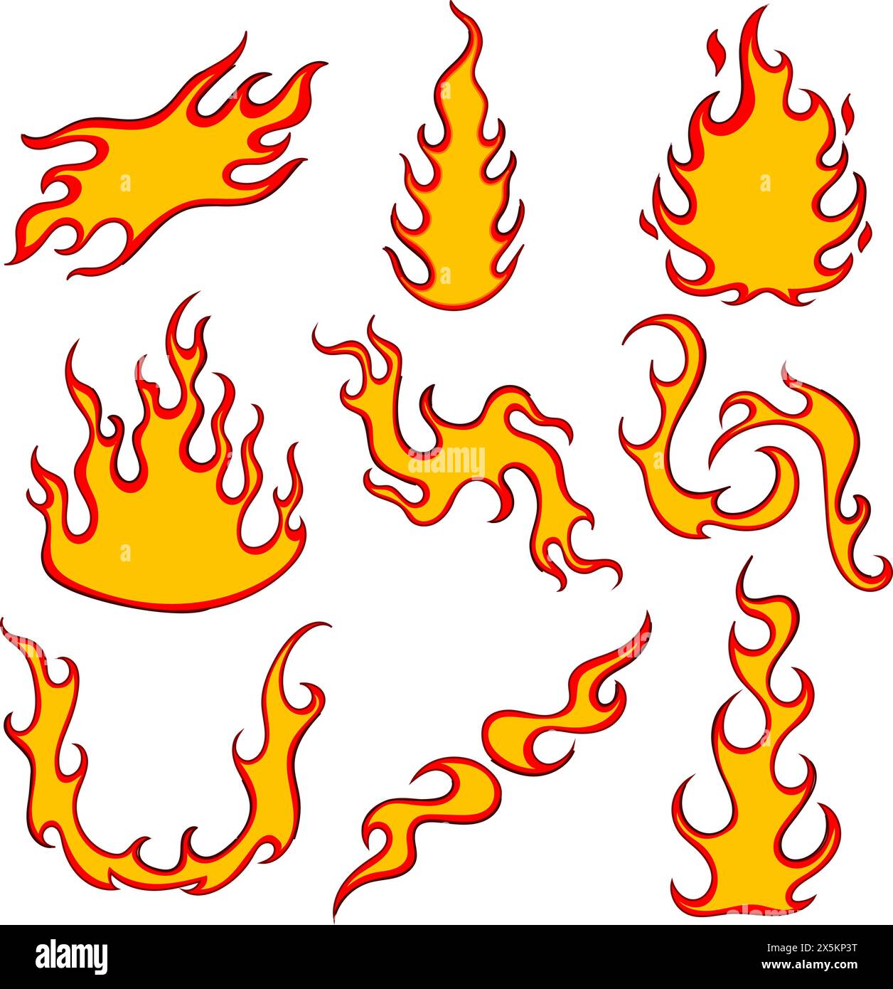 flame decal set cartoon vector illustration Stock Vector Image & Art ...