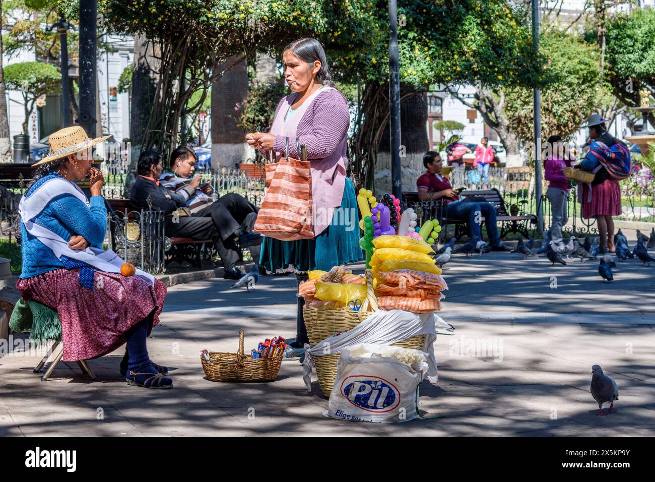 Sucre, the capital city of Bolivia, a square in the city, street ...