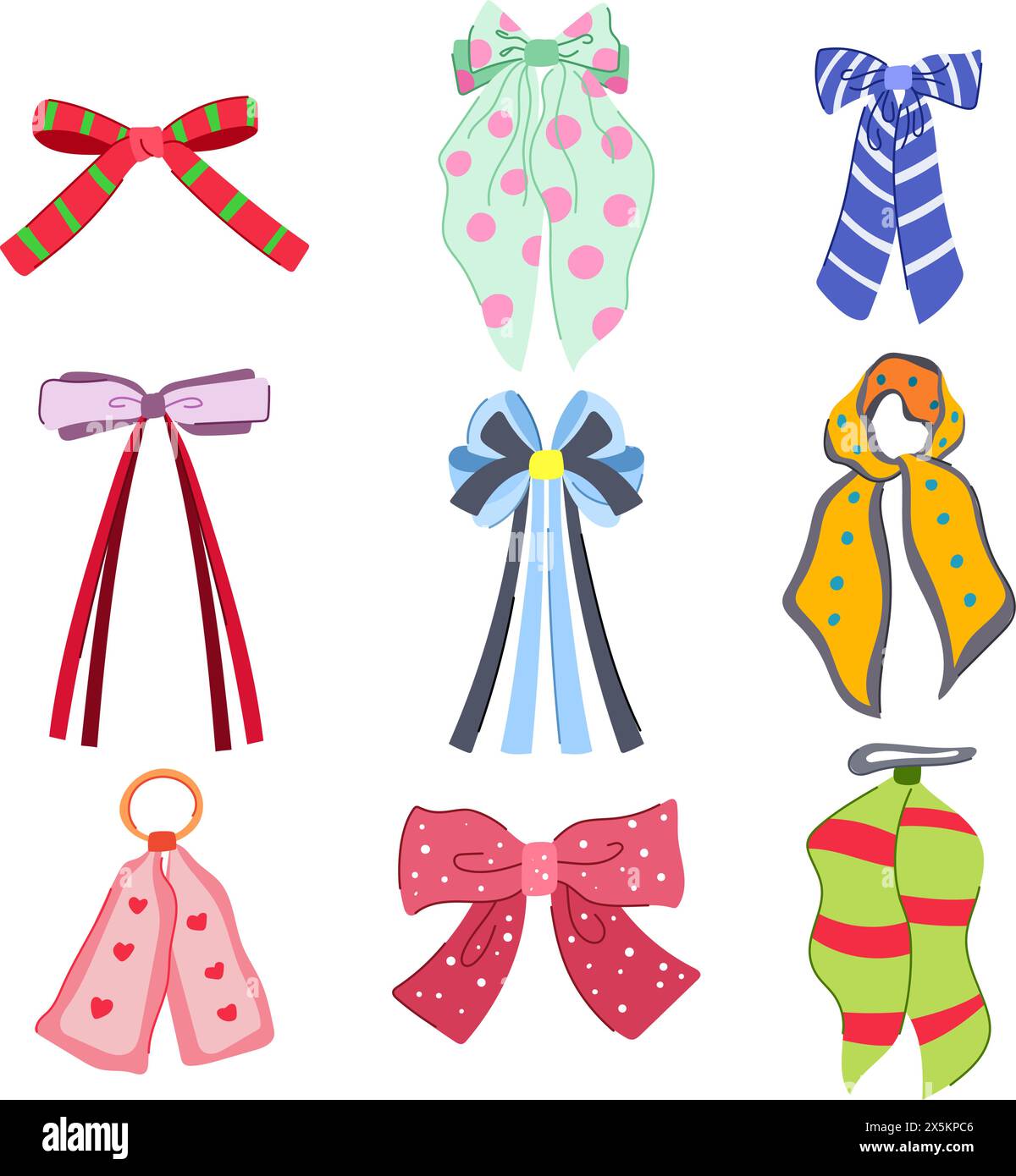 hair ribbon set cartoon vector illustration Stock Vector Image & Art ...