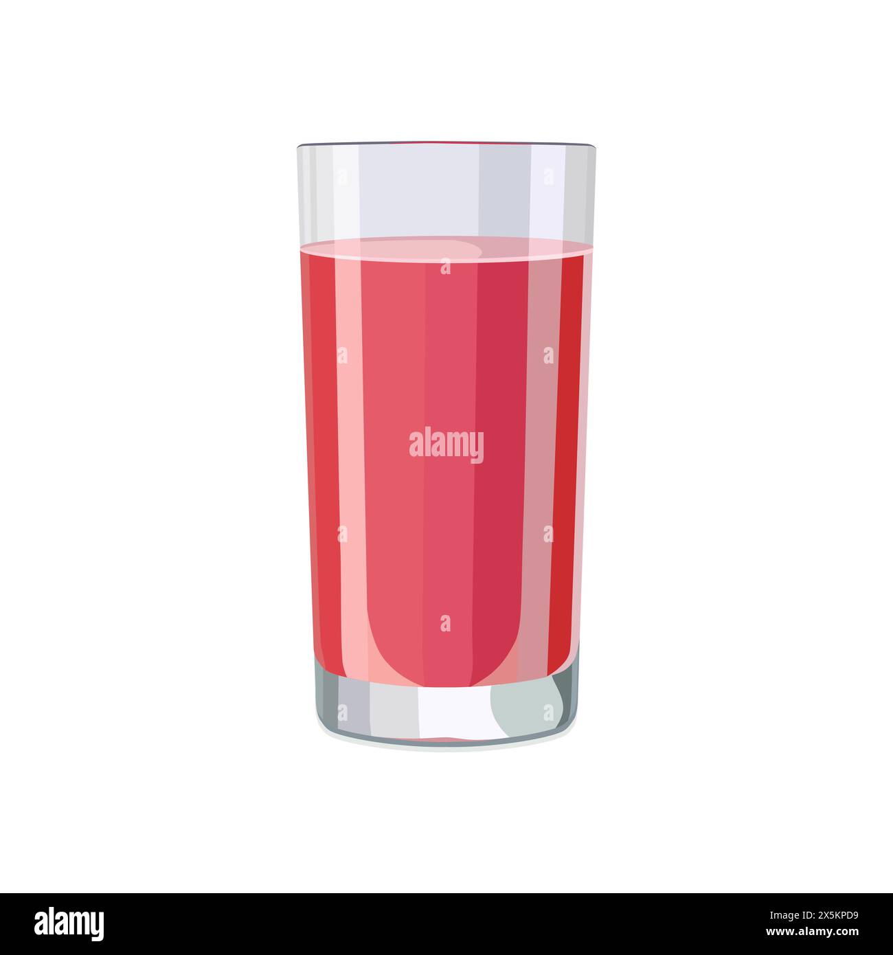 Full glass of pink juice isolated on white background. Vector ...