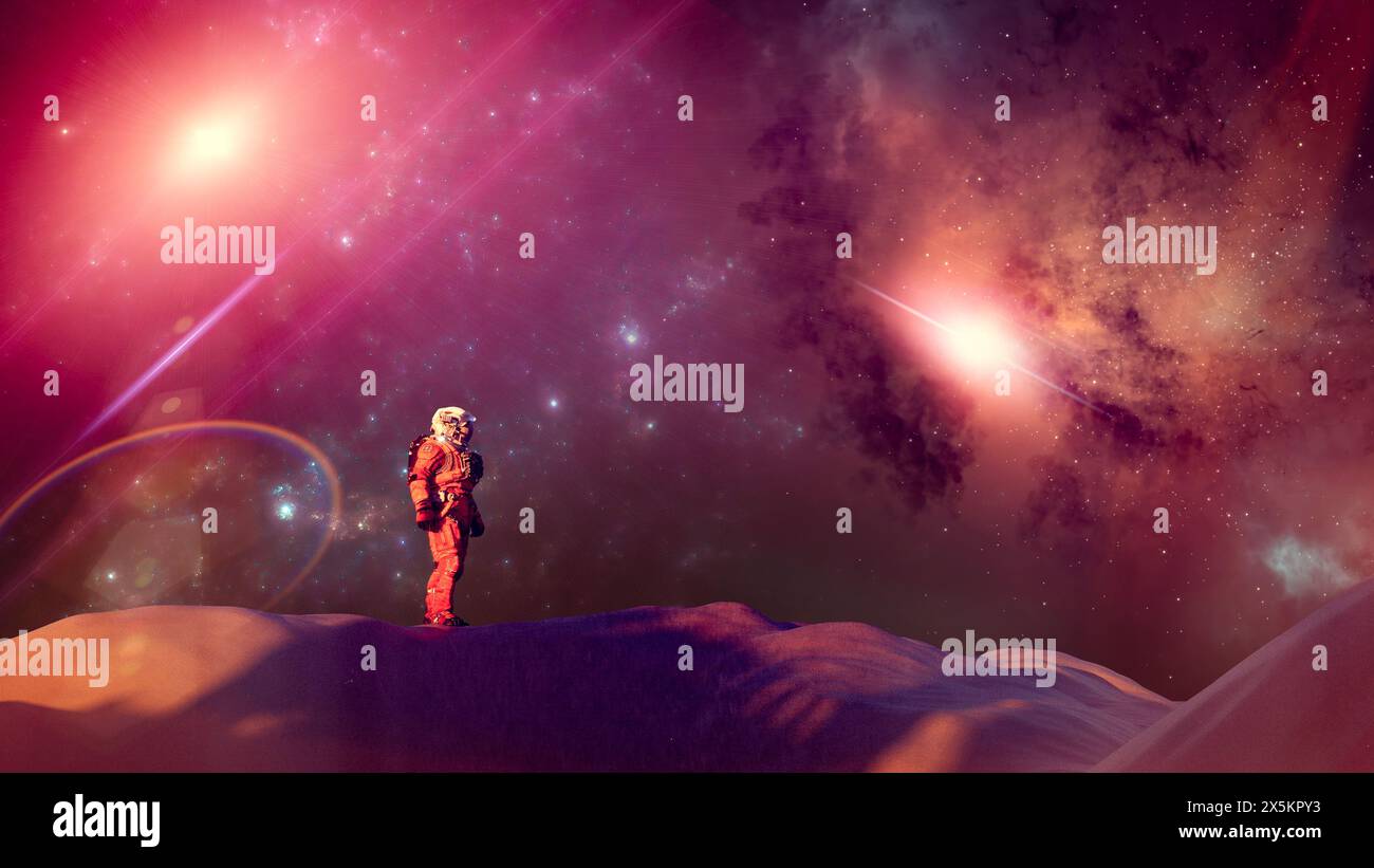 Astronaut on an unexplored planet, conquering new worlds, exoplanets ...