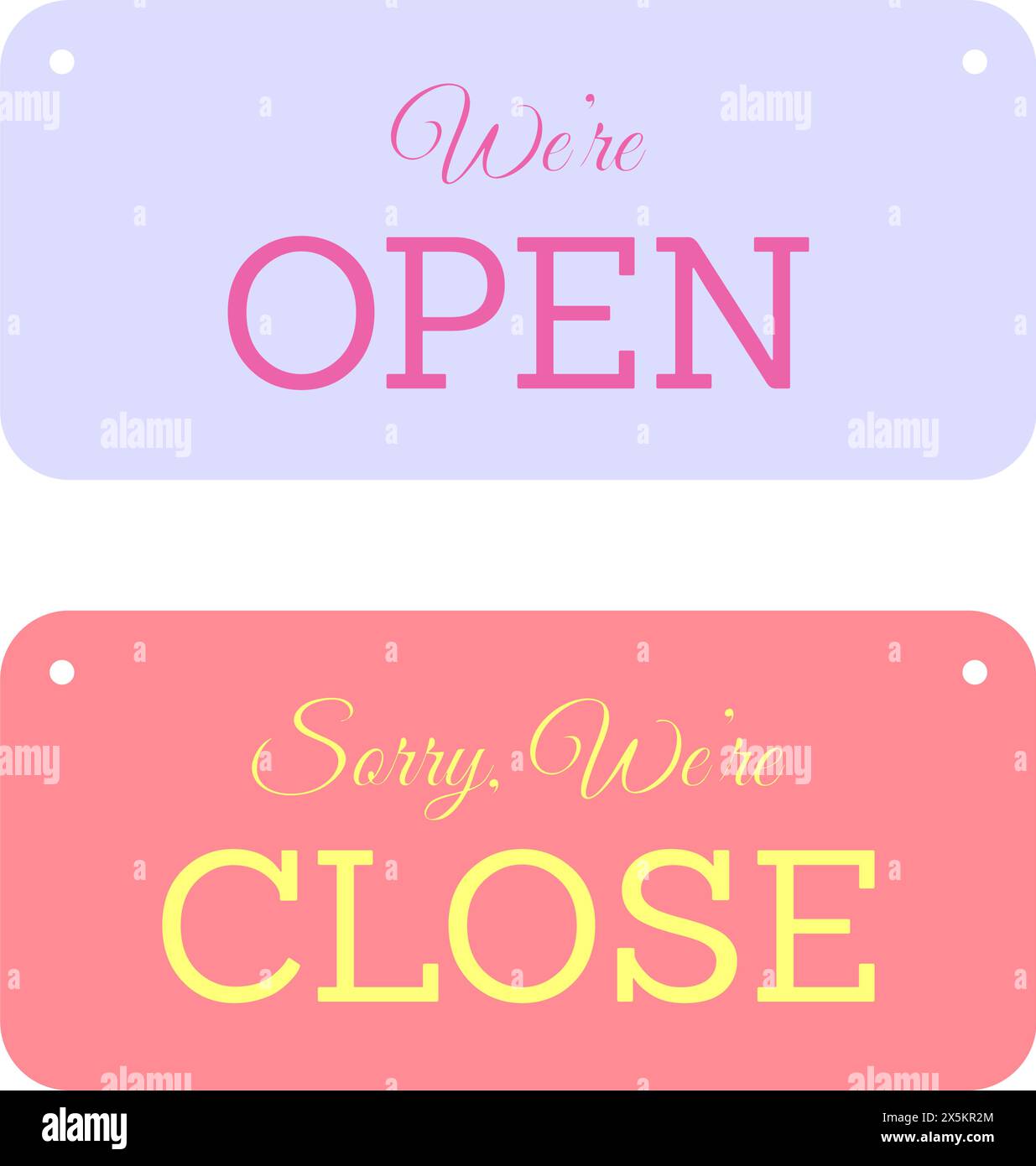 Lettering we are open closed for a door sign. Vector illustration Stock ...