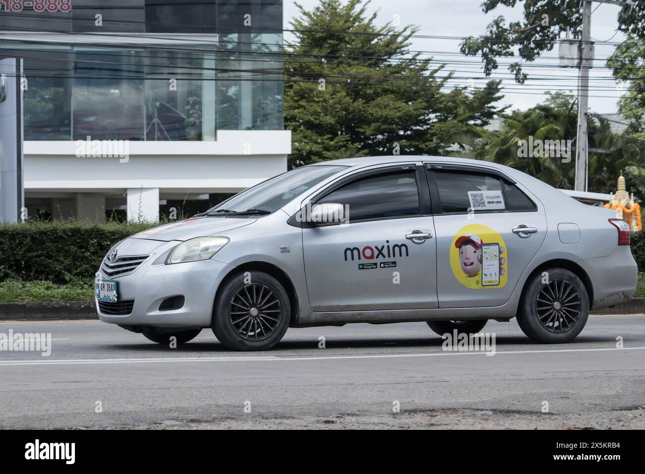 Chiangmai, Thailand - October 2 2023: Maxis Car Toyota Vios. On road no ...