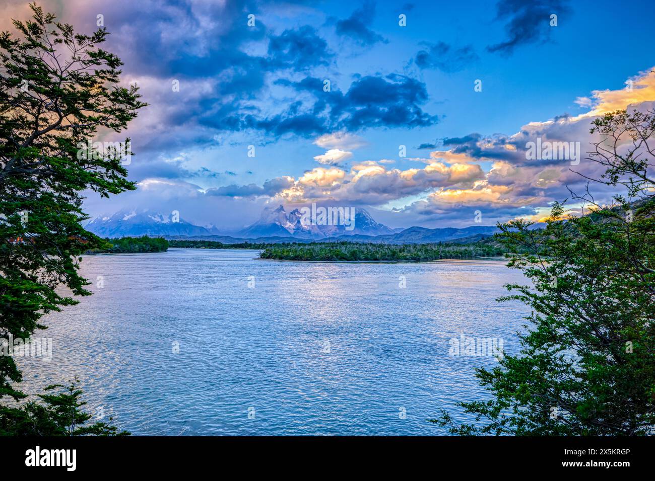 Chile, Torres del Paine National Park. Serrano River landscape Stock ...
