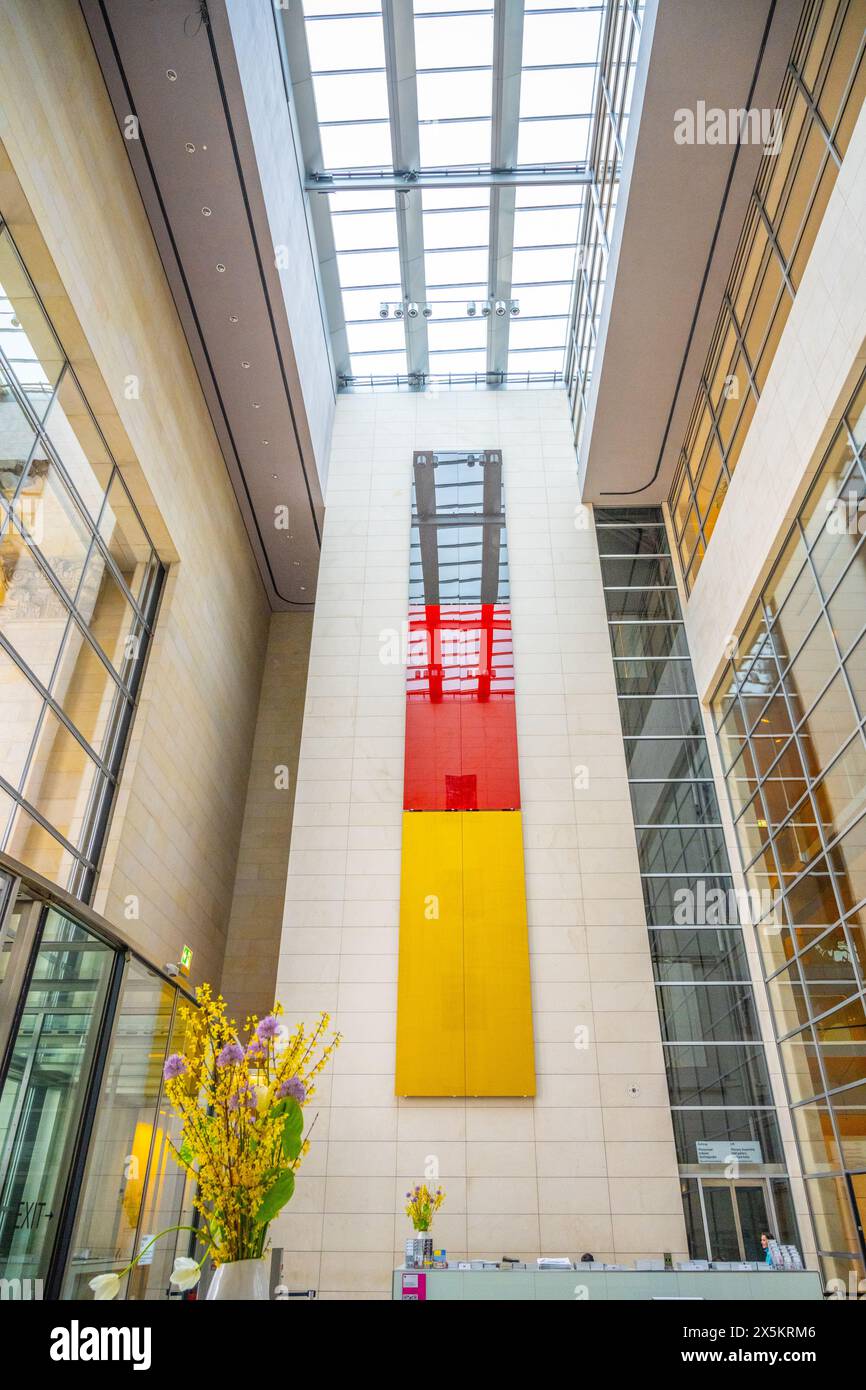 A vertical view of the Reichstag buildings foyer in Berlin, showcasing ...