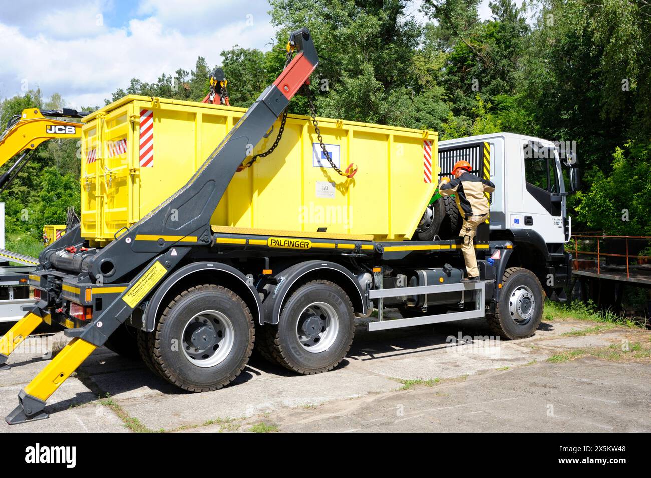 Radioactive waste storage container loaded on a truck for ...