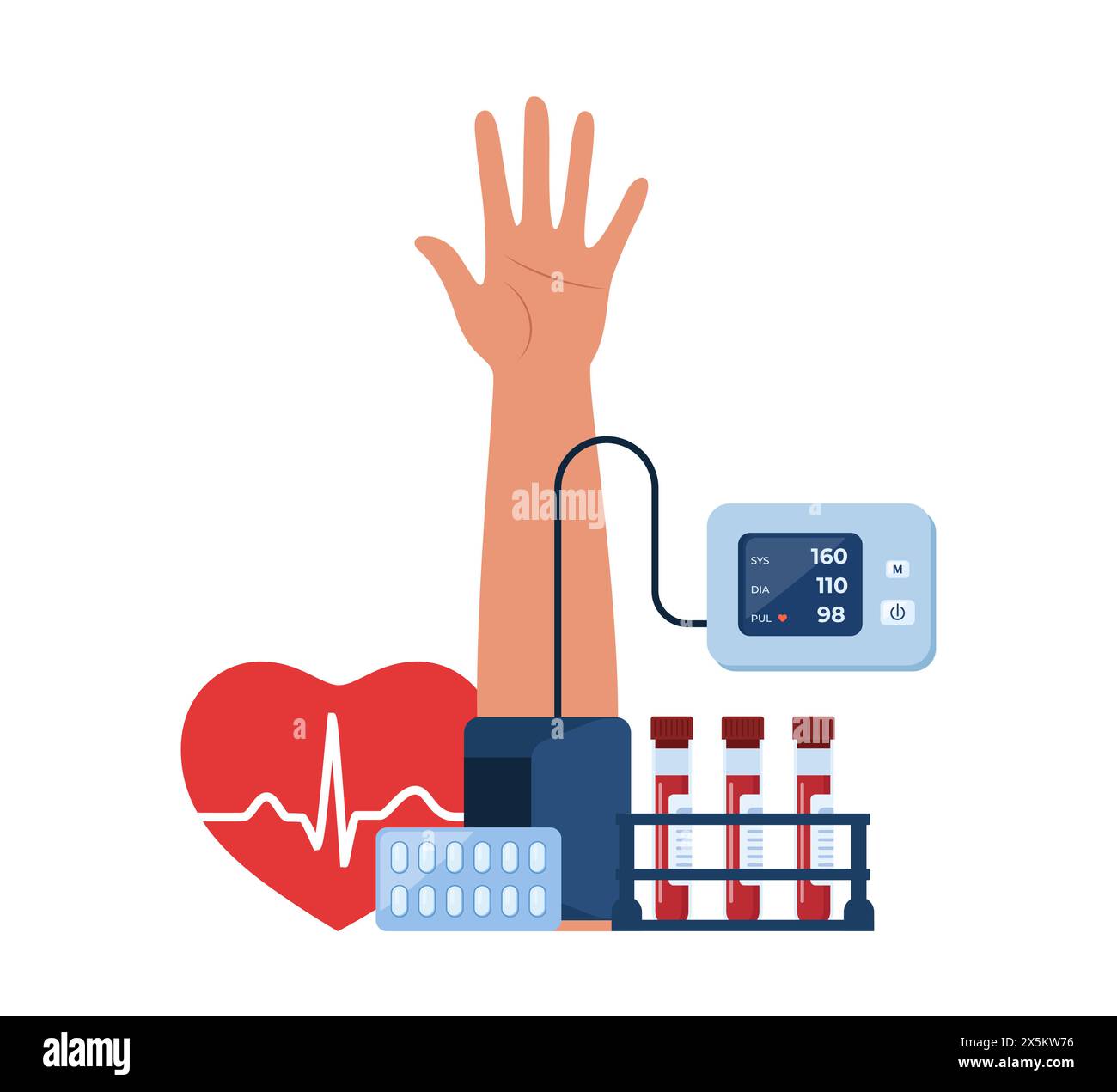 Medical examination and cardiology checkup. Tonometer. Measuring high ...
