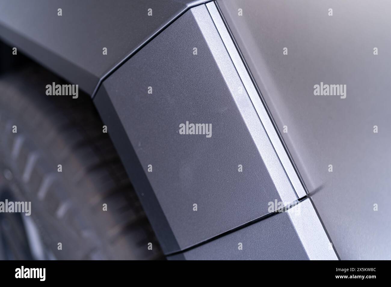 Close-Up View of Tesla Cybertruck Exterior Detail Stock Photo - Alamy