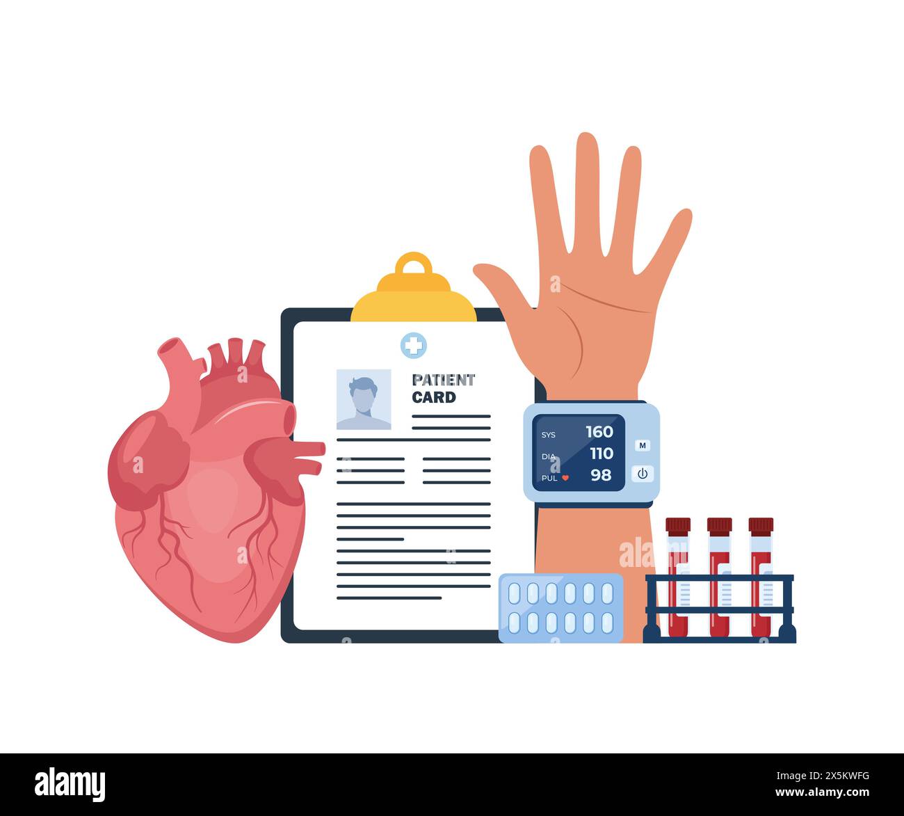 Medical examination and cardiology checkup. Tonometer. Measuring high ...