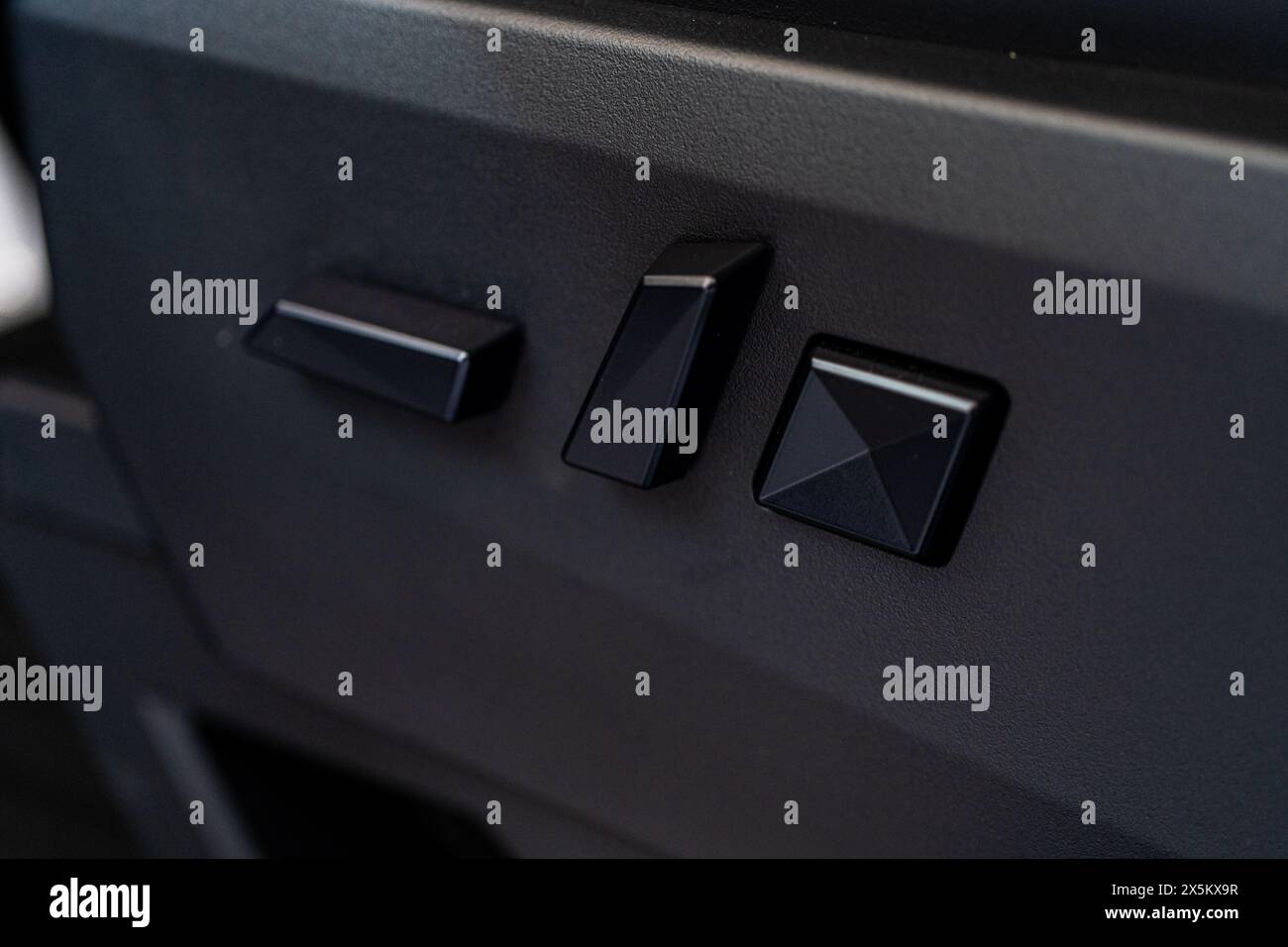 Close-up View of Seat Adjustment Buttons in Tesla Cybertruck Stock ...
