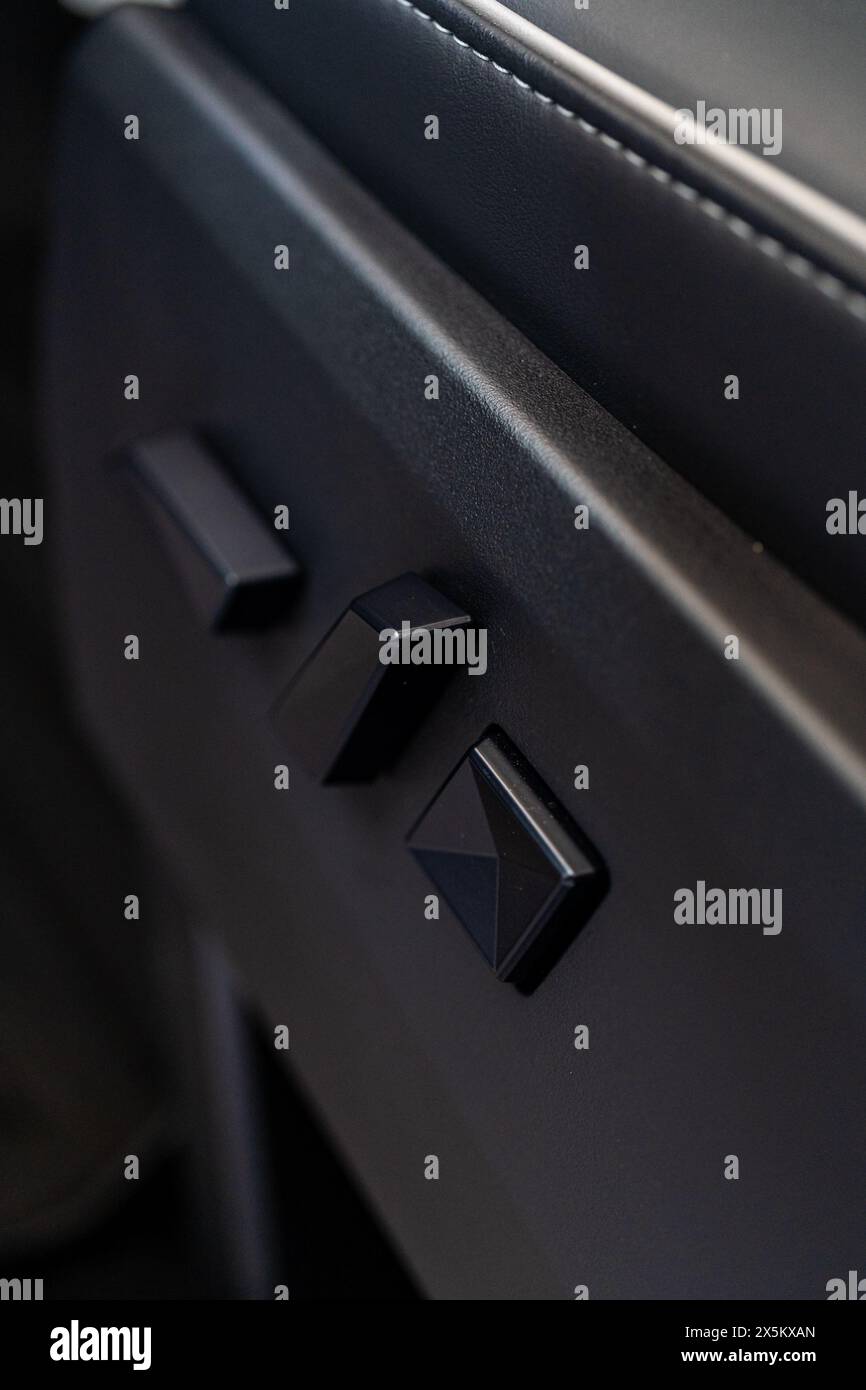 Close-up View of Seat Adjustment Buttons in Tesla Cybertruck Stock ...