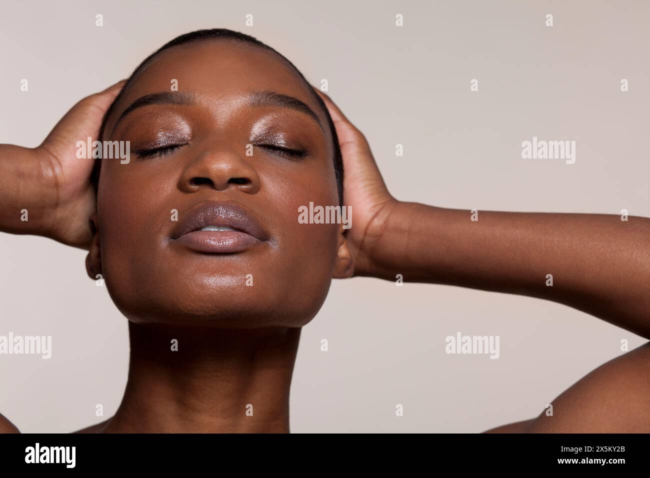 Woman closed eyes head hi-res stock photography and images - Alamy