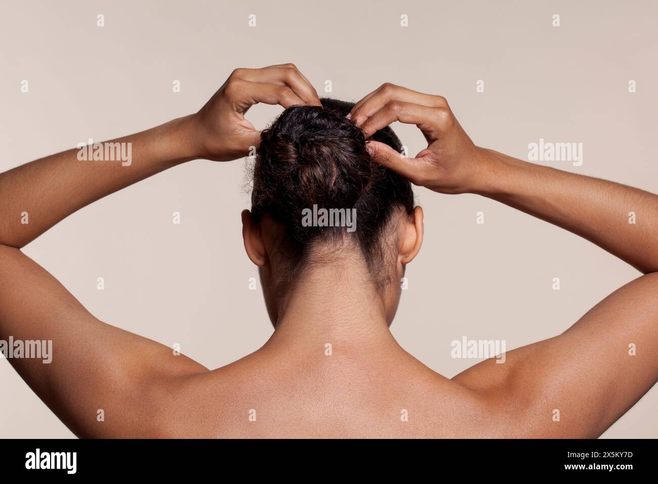 Grey hair bun hi-res stock photography and images - Alamy