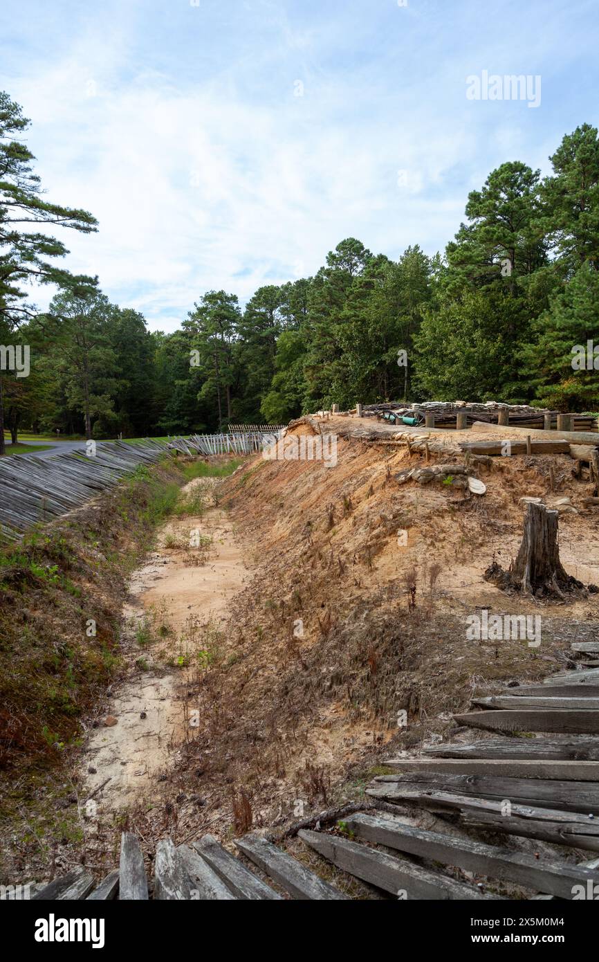 Defensive fortifications on a Civil War battlefield in Virginia Stock ...