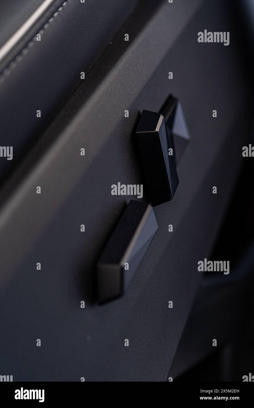 Close-up View of Seat Adjustment Buttons in Tesla Cybertruck Stock ...