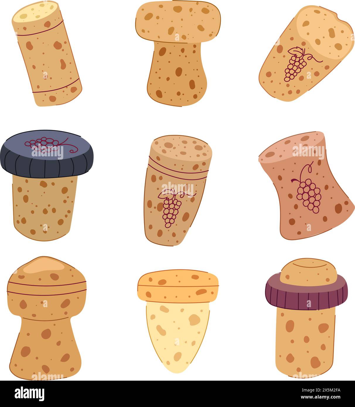 wine cork bottle set cartoon vector illustration Stock Vector Image ...