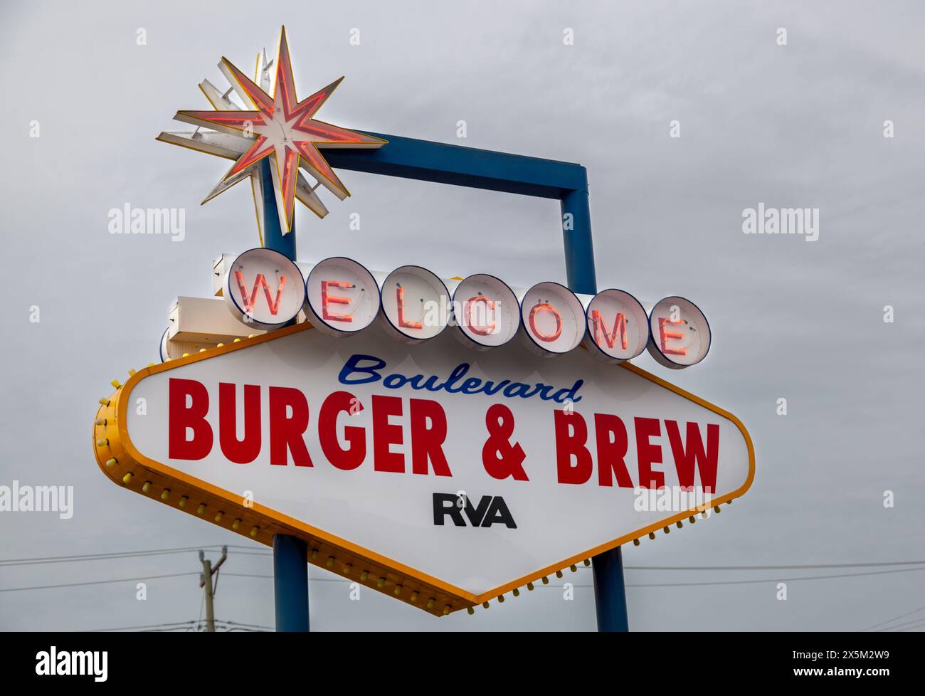 Retro burger sign hi-res stock photography and images - Alamy