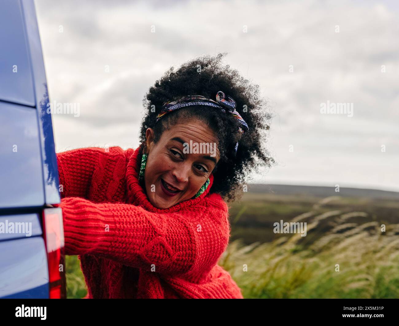 Woman pushing hi-res stock photography and images - Alamy