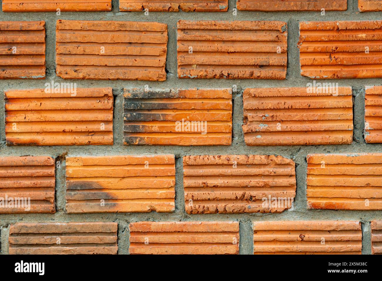 Closeup view of old grunge red brick wall background. The old wall of ...