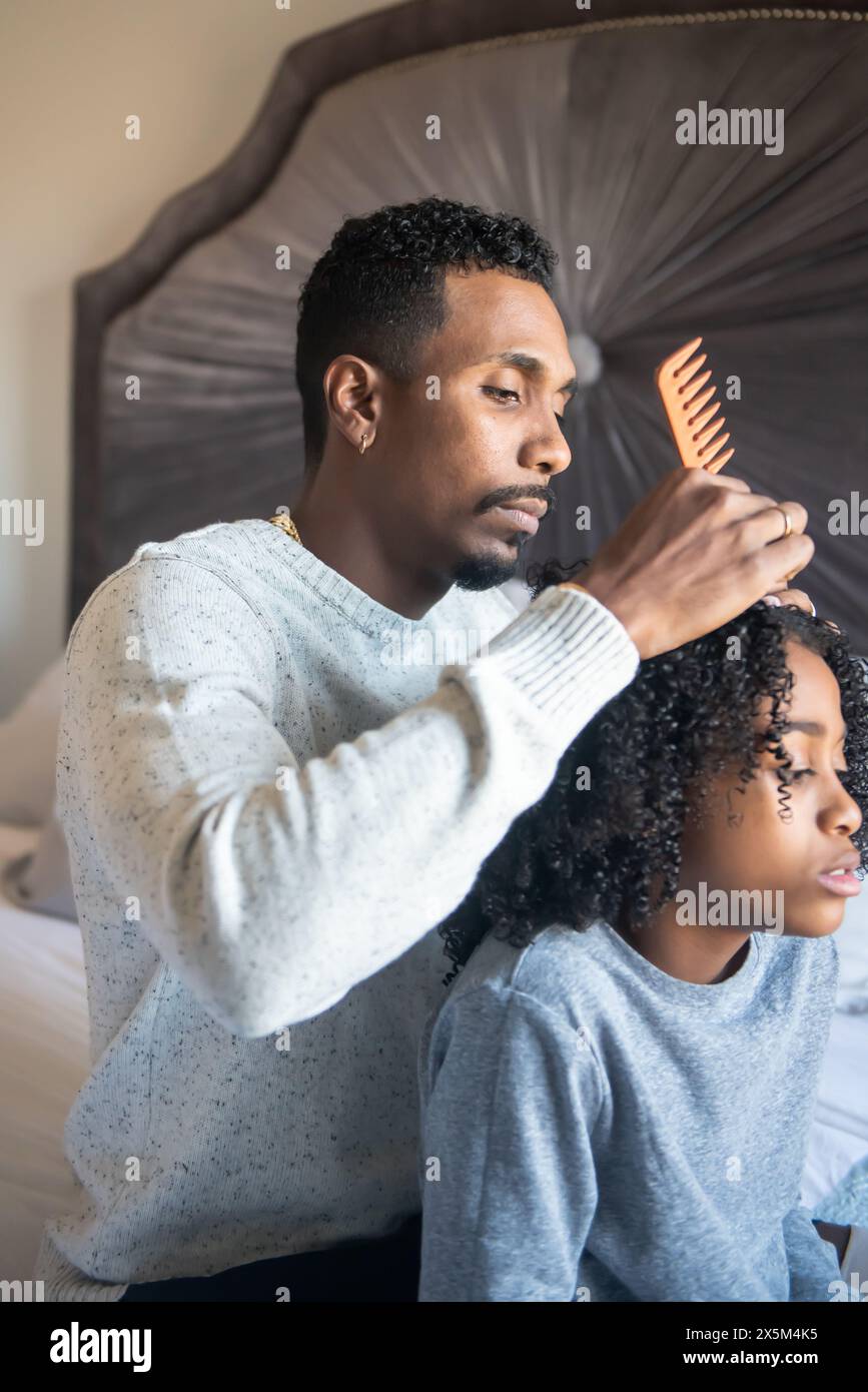 Father son long hair hi-res stock photography and images - Alamy