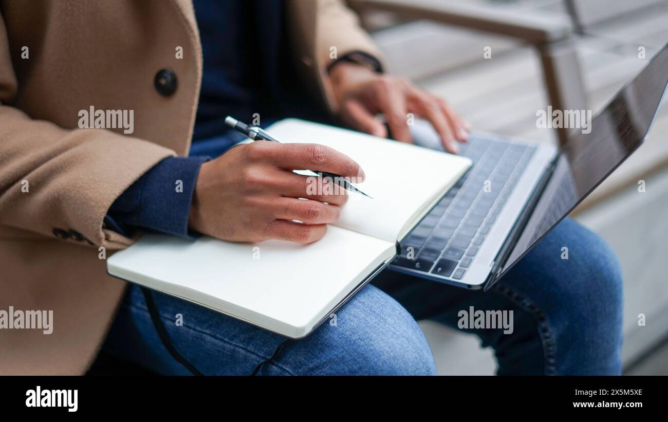 Businessman holding laptop planning hi-res stock photography and images ...