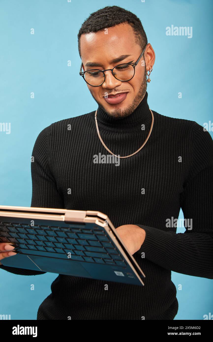 Portrait stylish queer man standing hi-res stock photography and images ...