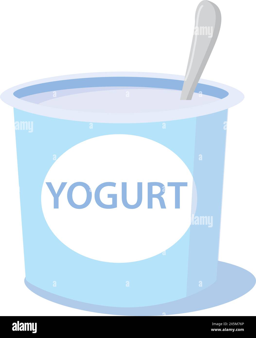 Packing yogurt with a teaspoon. Natural yogurt. Vector illustration ...
