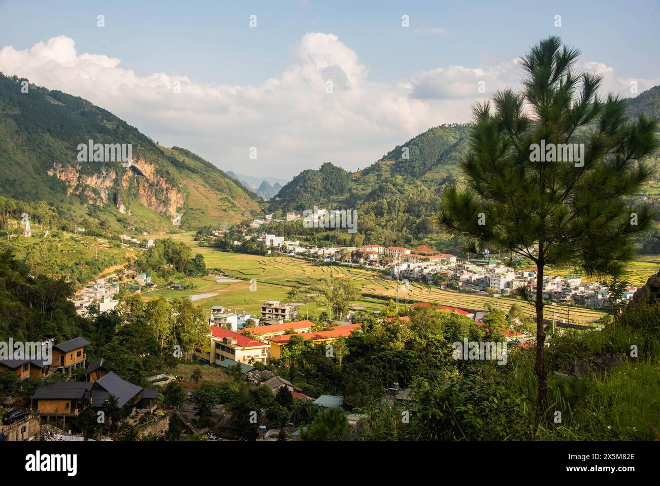 View of Dong Van town and rice terraces, Dong Van, Ha Giang,, Vietnam ...