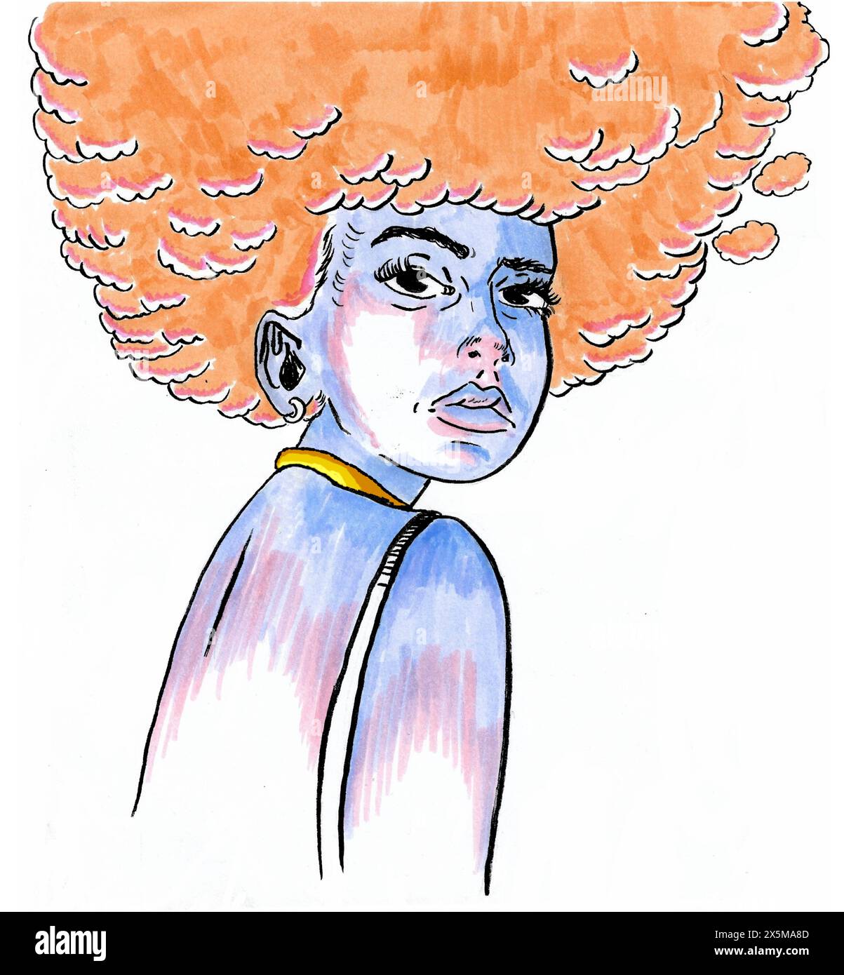 Curly hair woman cartoon Cut Out Stock Images & Pictures - Alamy