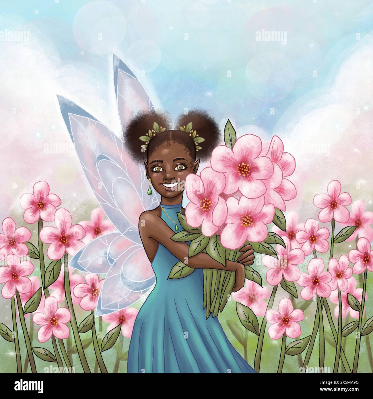 Fairy holding flowers illustration hi-res stock photography and images ...