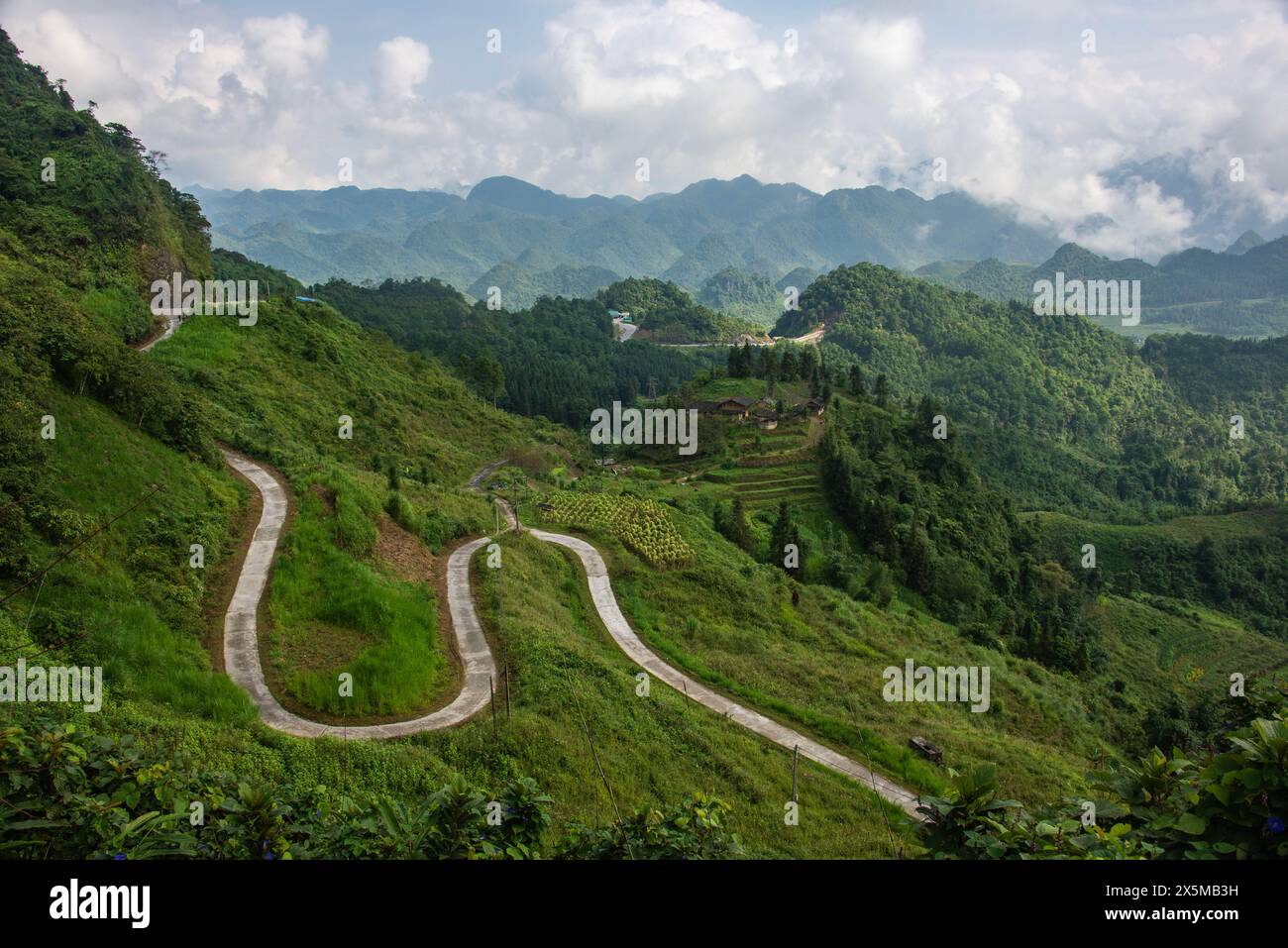 Winding mountain road on the Ha Giang Loop, Quan Ba Heaven Gate, Ha Giang, Vietnam Stock Photo ...