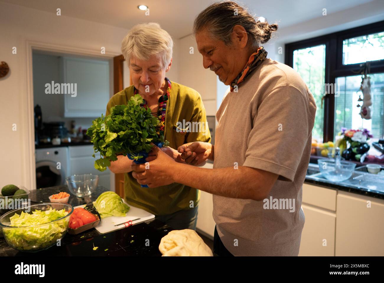 Senior couple cooking together Stock Photo - Alamy
