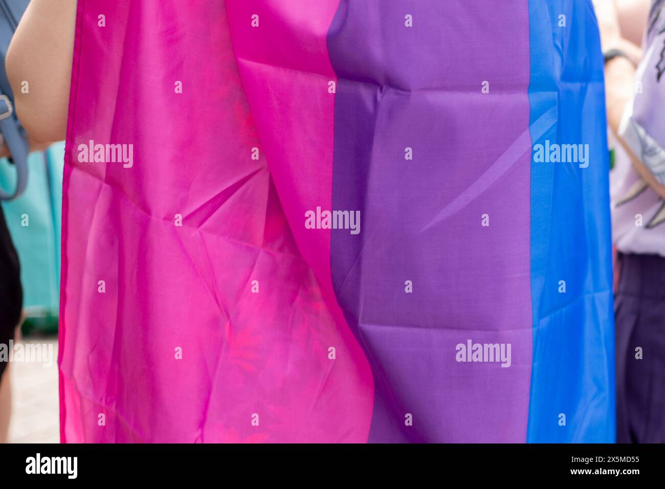 Person holding bise,ual flag Stock Photo - Alamy