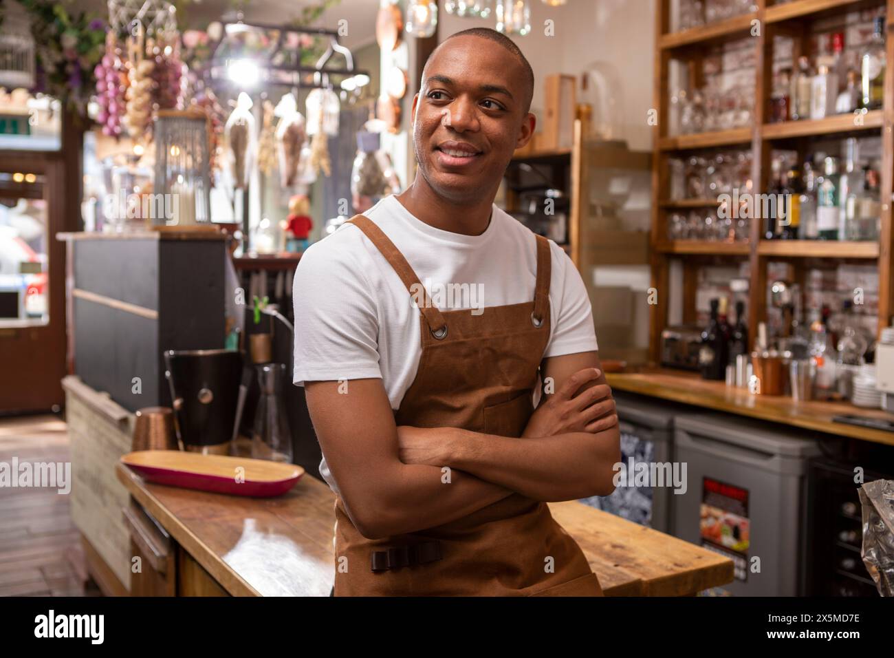 UK, London, Portrait of smiling cafe owner Stock Photo - Alamy
