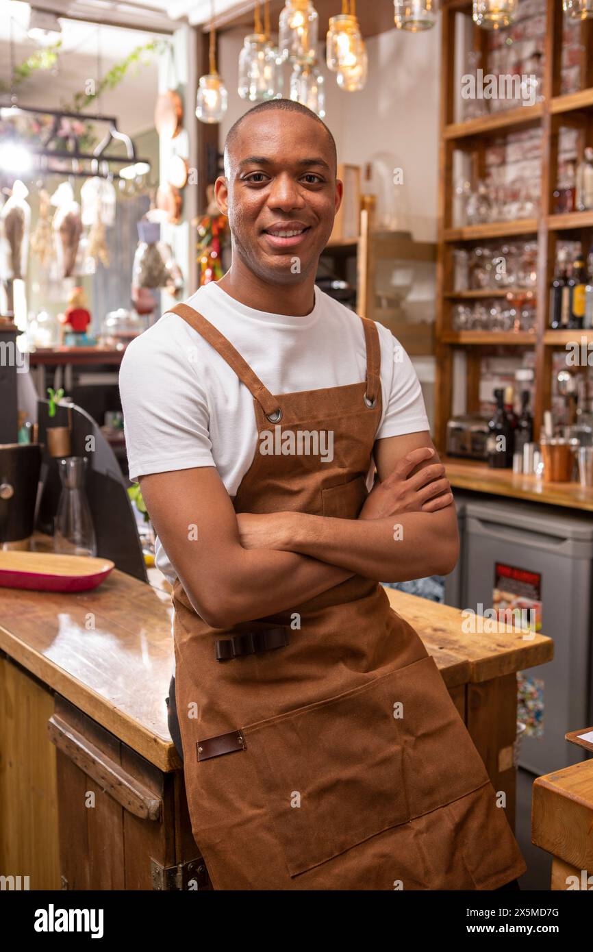 UK, London, Portrait of smiling cafe owner Stock Photo - Alamy