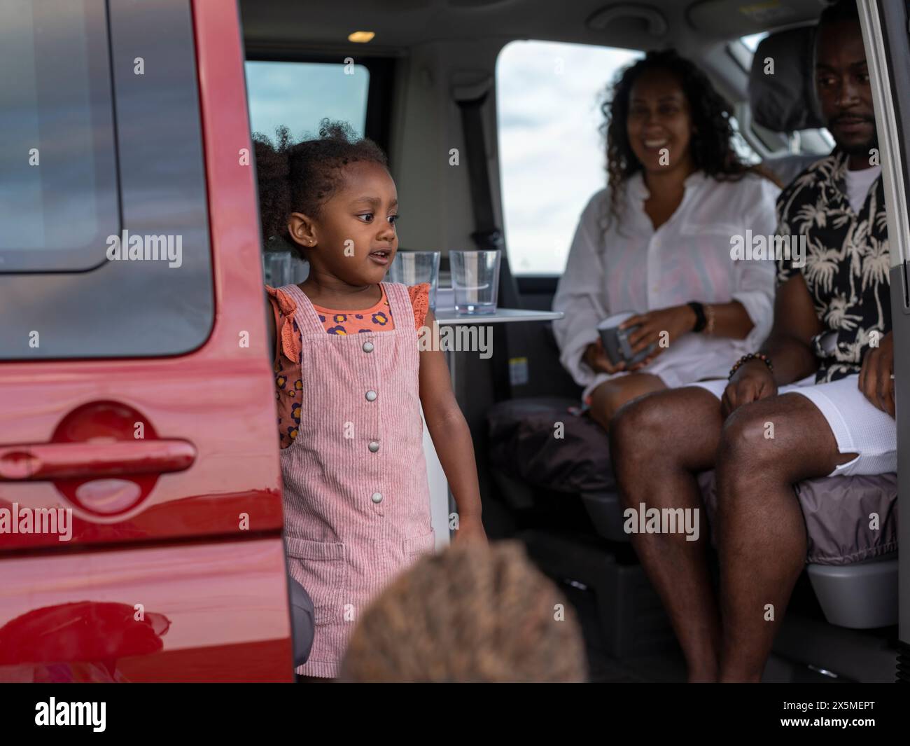 Family with daughter (2-3) camping in camper van Stock Photo - Alamy