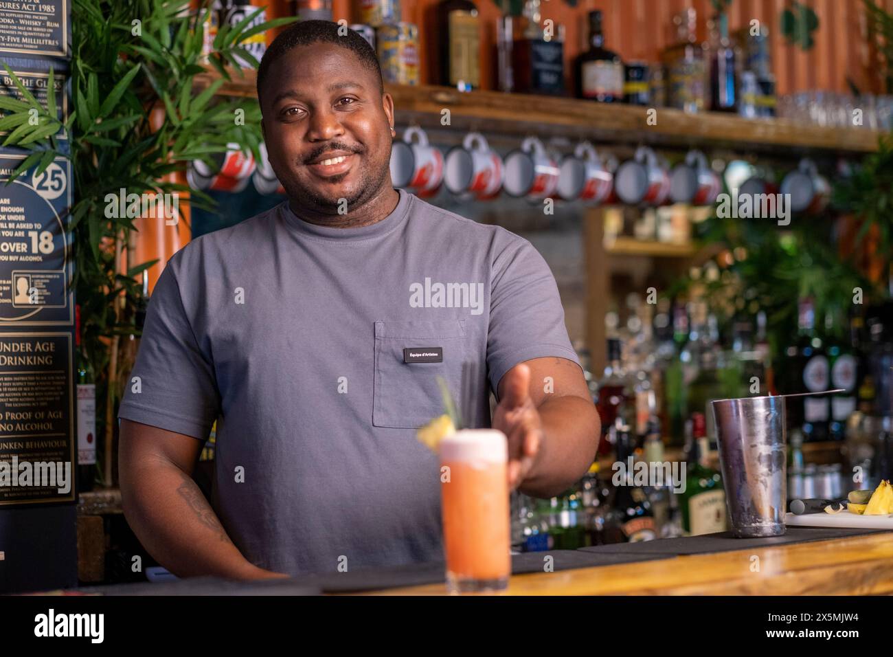 Bartender serving cocktail counter hi-res stock photography and images ...