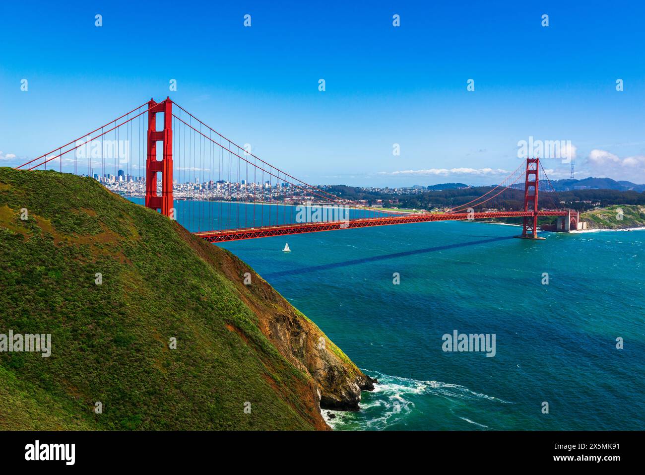 The Golden Gate Bridge from Marin Headlands, California, USA Stock ...
