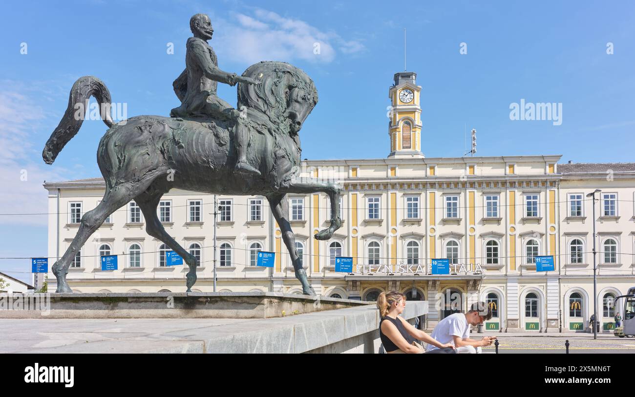 Sculpture, of General Rudolph Maister (187-7934) on horseback, opposite ...