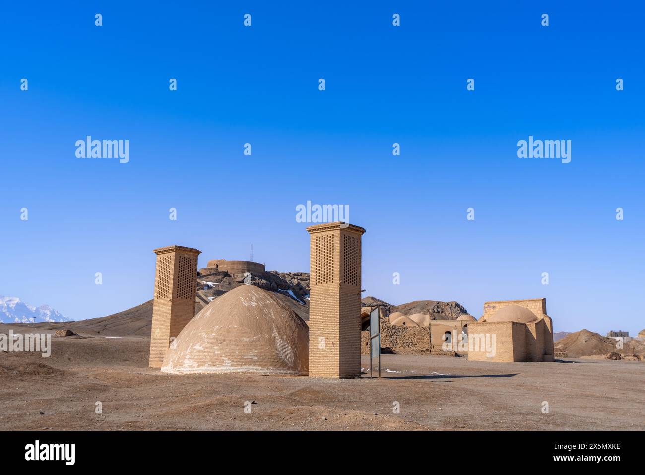 The historic Zoroastrian cemetery under a clear sky. Cultural heritage ...