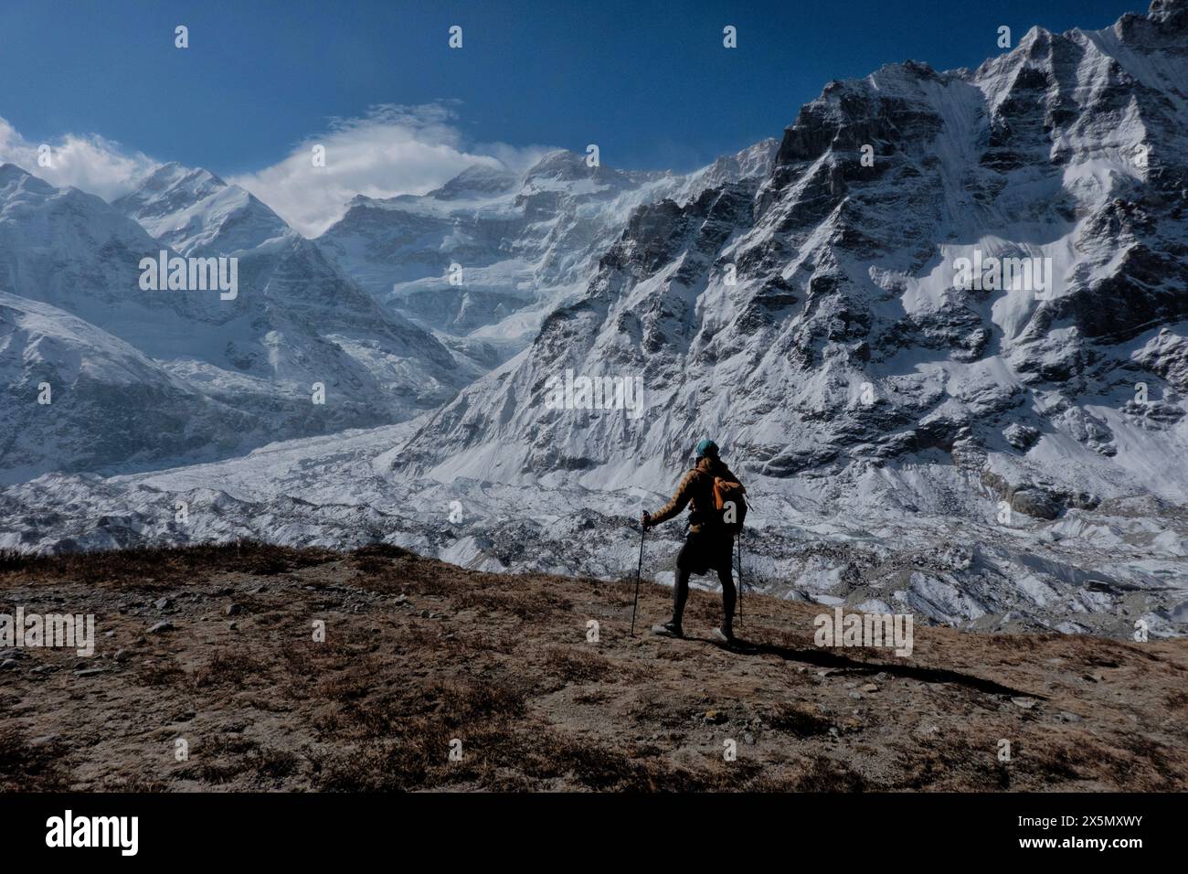 Views of the north face of Kangchenjunga (Kanchenjunga) from Base Camp, Pangpema, Nepal Stock ...