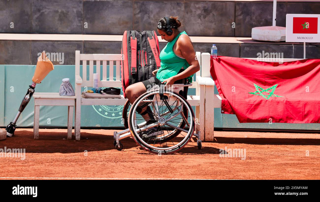 Tennis player Najwa Awane from Morocco is in action during the 2024 ...